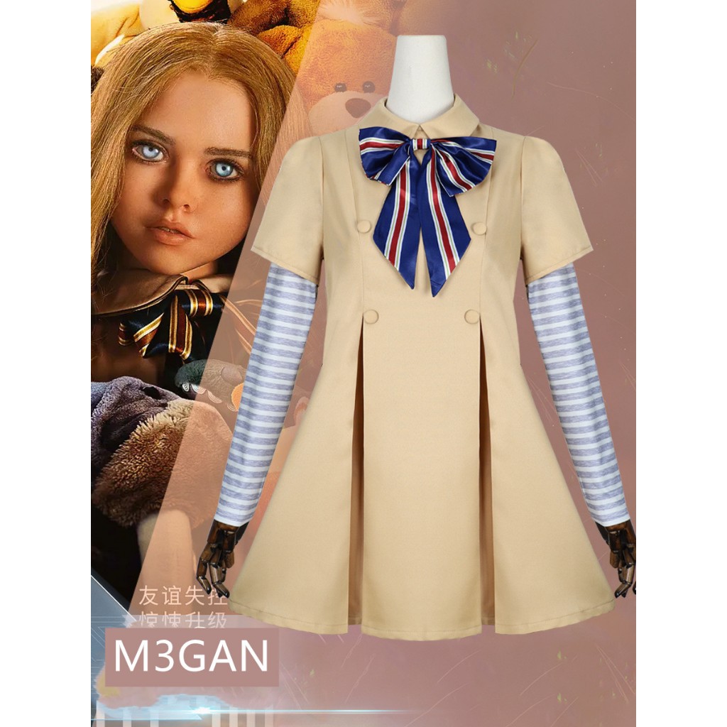 【Ready Stock】M3GAN Cosplay Costume Wig Megan Dress AI Doll Robots Dress ...