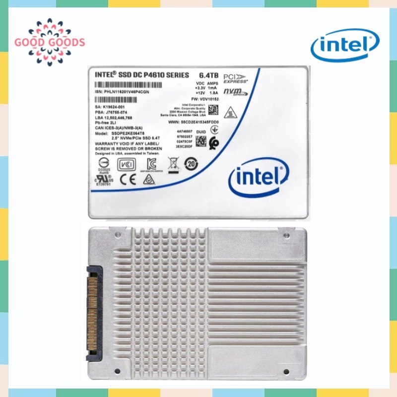 Intel DC P4610 Series 6.4TB 7.68TB 2.5" U.2 PCIE 3. 1*4 NVME 64L 3D2 TLC Internal Solid State ...