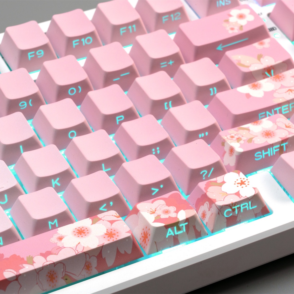 XVX Pink Flower keycap Cherry Profile Dye-Sub PBT keypcas Full Set (131 ...