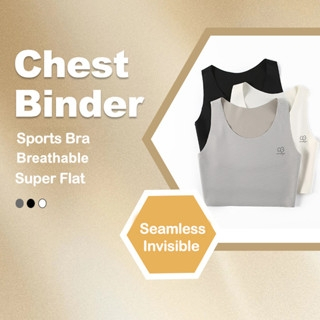 [3 Colours] Seamless Sports Bra Binder Pullover Chest Binder Half ...