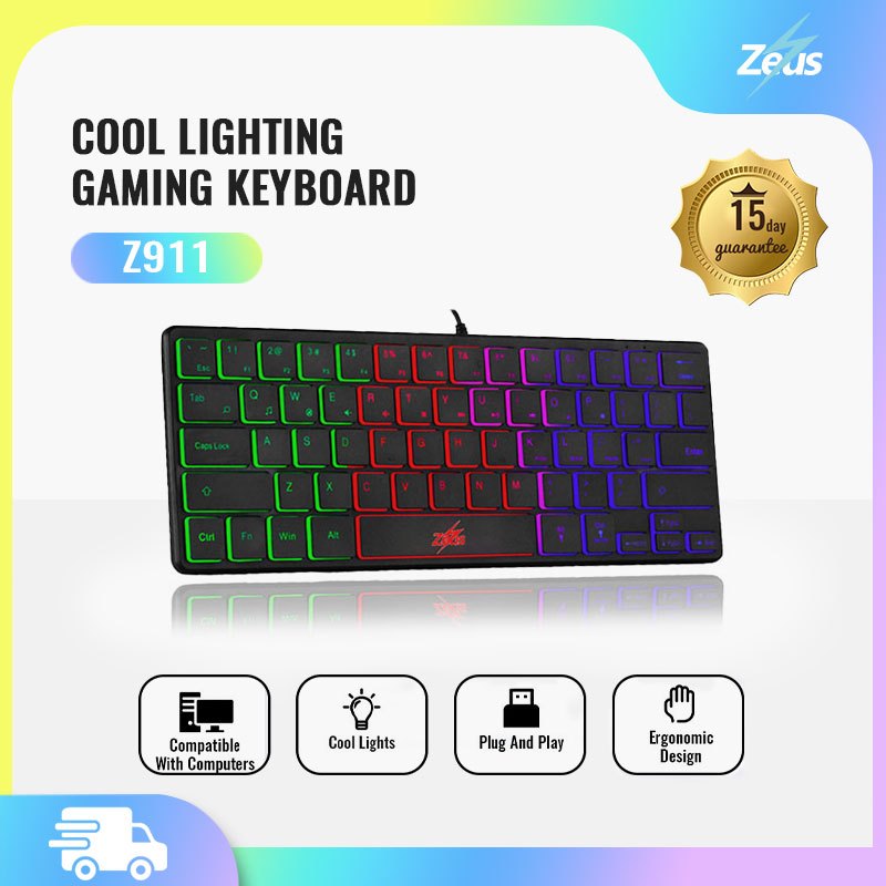 Zeus Z-911 RGB Gaming Keyboard - 64 Keys Keypad / Keyboard Multi Color ...