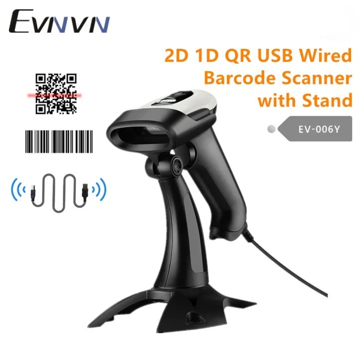 Eyoyo Evnvn wired 2D barcode scanner with stand, handheld USB Automatic ...