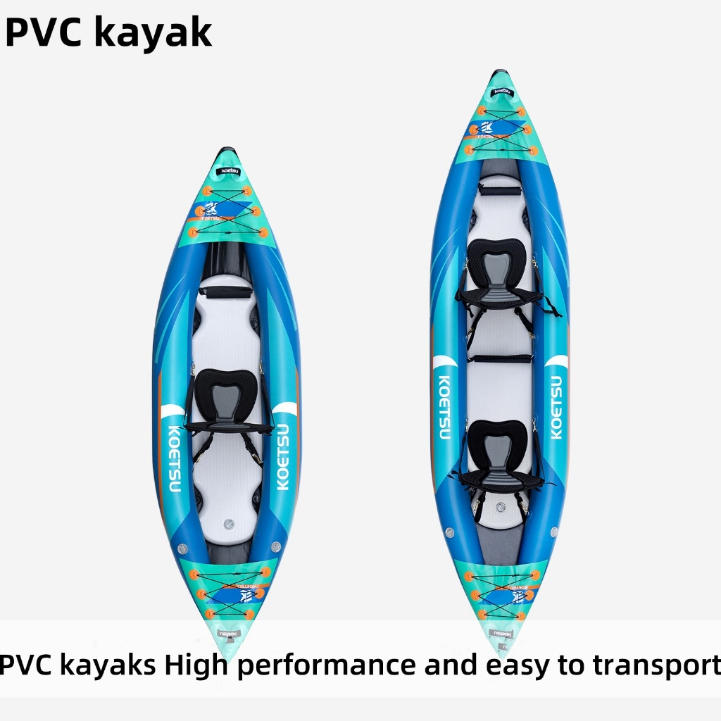 PVC inflatable KAYAK single and double canoe ocean boat | Shopee ...