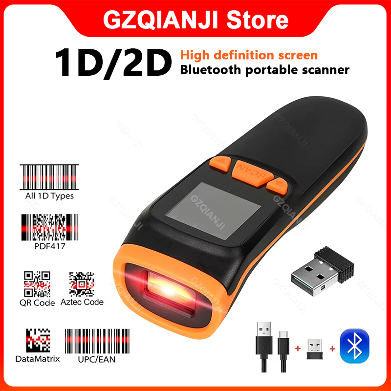 Mini Bluetooth Portable Scanner 1D 2D Barcode Wireless Smart with Big ...