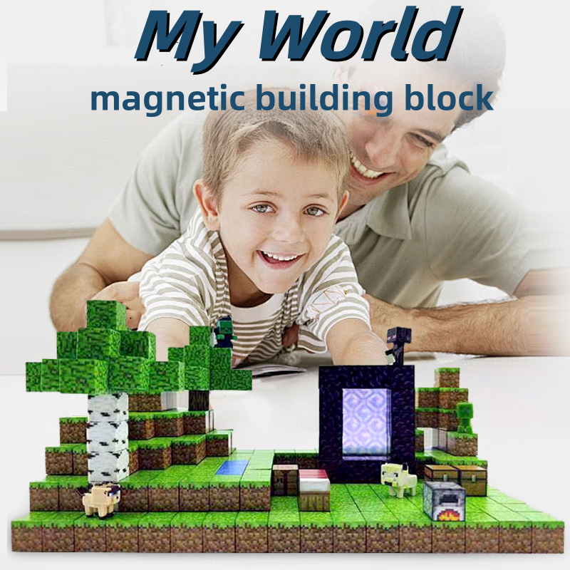 22pcs/48pcs/80pcs/128pcs DIY My World Magnetic Building Blocks with ...