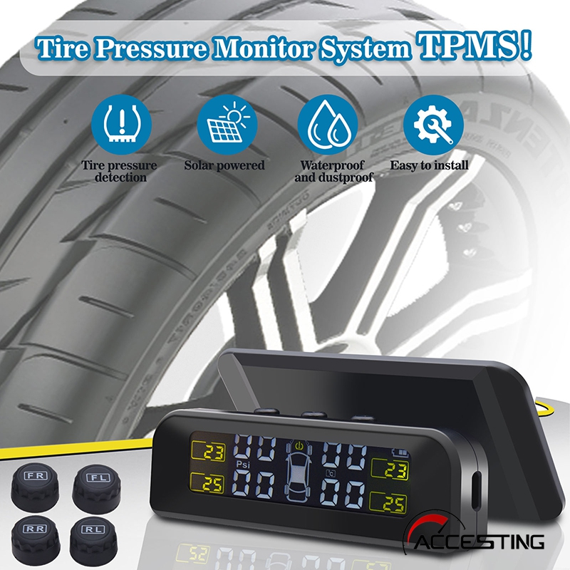 【Local Delivery】Smart car Tire Pressure Monitoring System Solar Digital ...