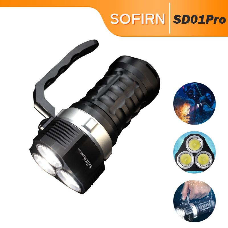 Sofirn SD01 Pro Scuba Diving Flashlight Powerful 10000 lumens with 3 Pcs XHP50.2 LED Underwater ...