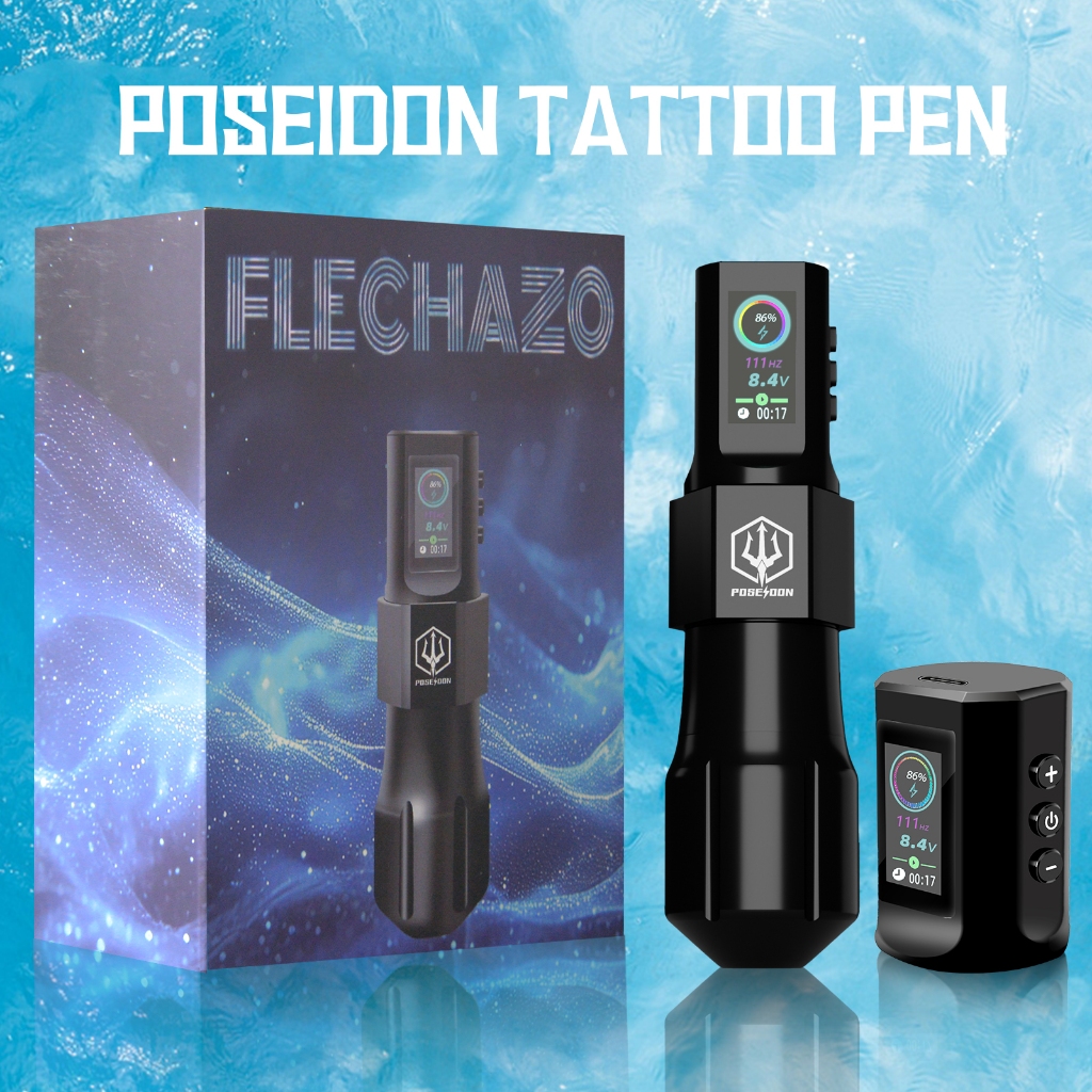 POSEIDON Tattoo Pen Kit-Tattoo Machine with 1800mAh Capacity Wireless ...