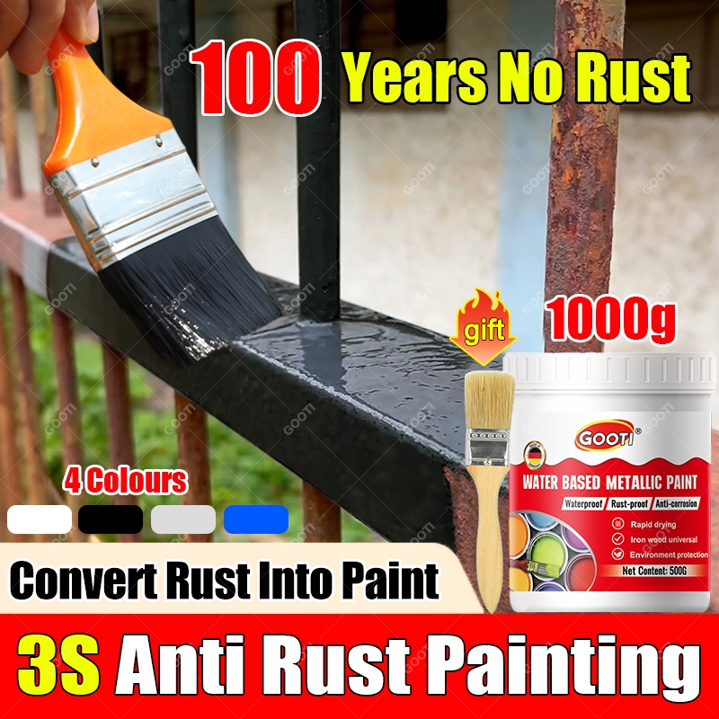 1000g with brush 2 in 1 Anti Rust Paint for Metal Rust Remover No Need ...