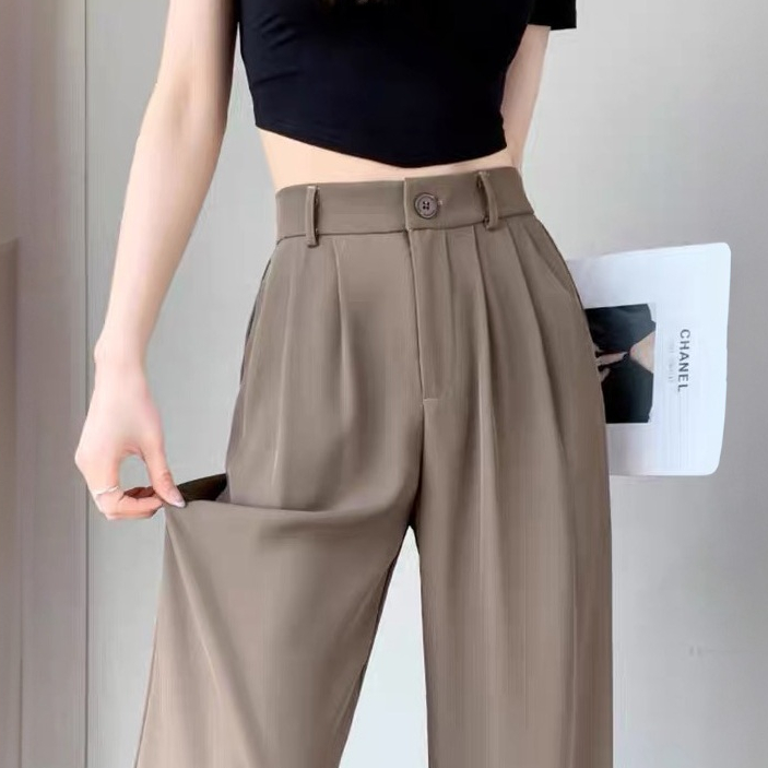 Plus Size (S-6XL) Korean High Waist Plain Slacks Pants for Women Summer ...