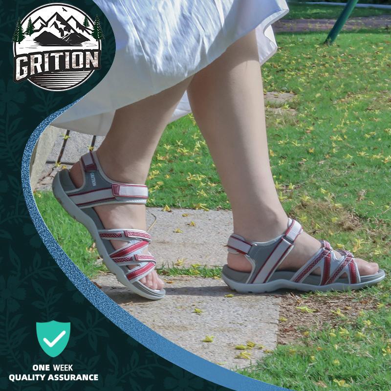 GRITION Women’s Hiking Sandals with Arch Support Adjustable Hook Loop ...