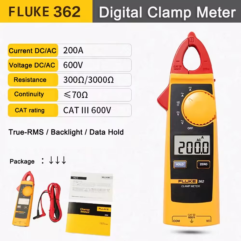Fluke 362 Clamp Meter AC DC Current Tester Resistor Multimeter ...