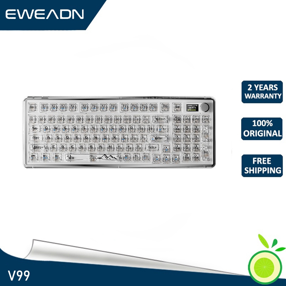 EWEADN V99 Ice Sugar Sweetheart Wireless Transparent Mechanical Keyboard Customization Bluetooth ...