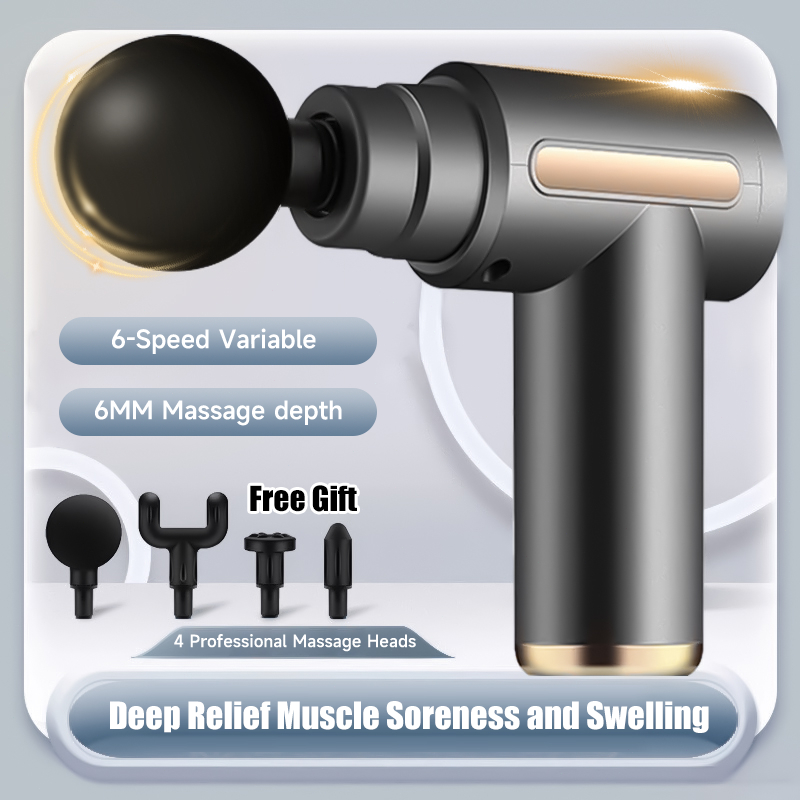 Massager Gun Vibrating Quiet Electric Fascial Gun with 6 Heads for ...