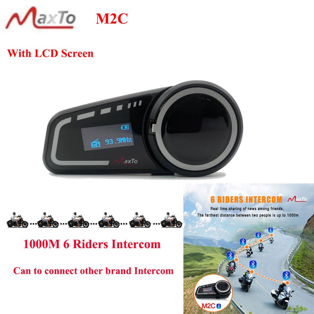 Maxto M2C Motorcycle Helmet Bluetooth Intercom Headset 1000M Wireless 6 ...
