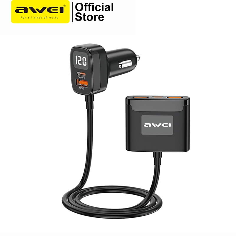 Awei C-853 Car Charger Fast Charging Dual-Output USB And Type-C Quick ...