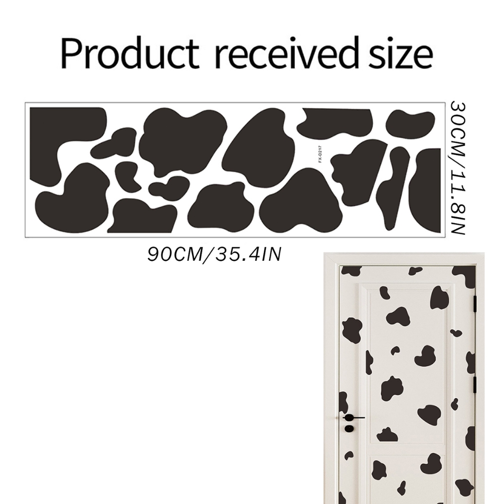 Black Cow Print PVC Door Sticker Non Adhesive Wall Decorative Sticker ...