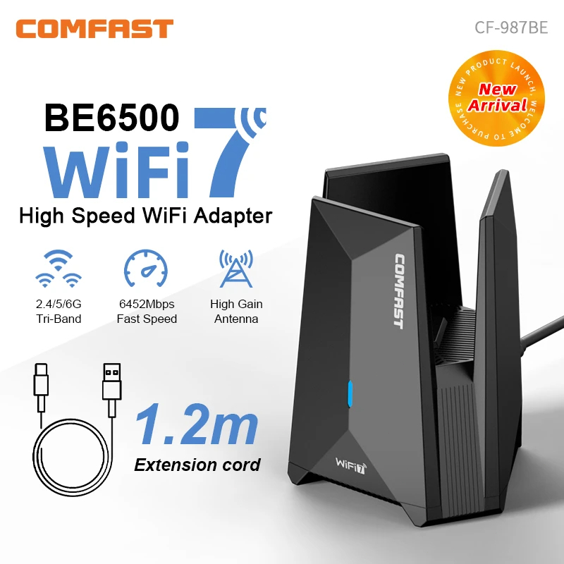 COMFAST WiFi 7 BE6500 USB WiFi Adapter 6G/5G/2.4G Type-c USB3.0 ...