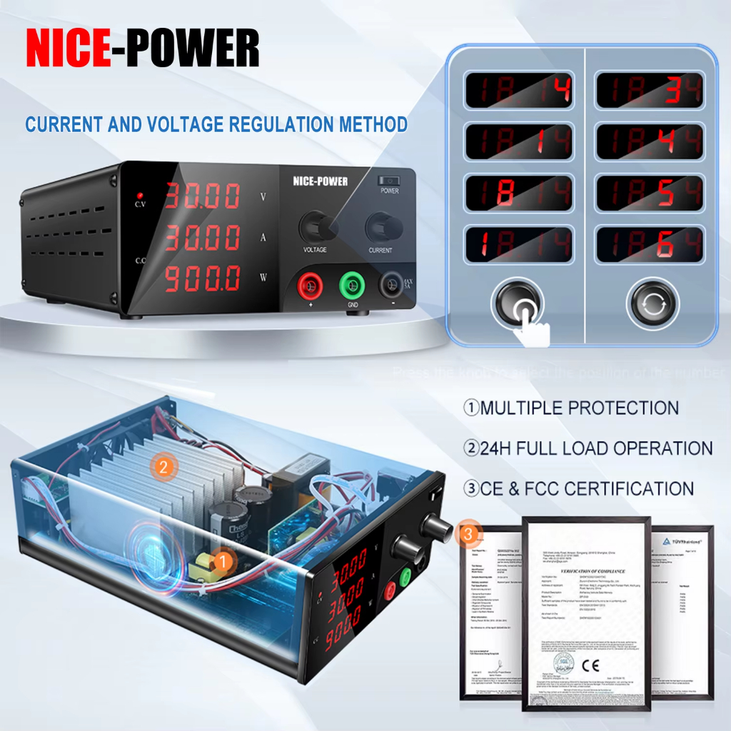NICE-POWER 30V 30A 20A 60V 10A Lab Bench Power Supply 900W Digital Adjustable Regulated DC Power ...