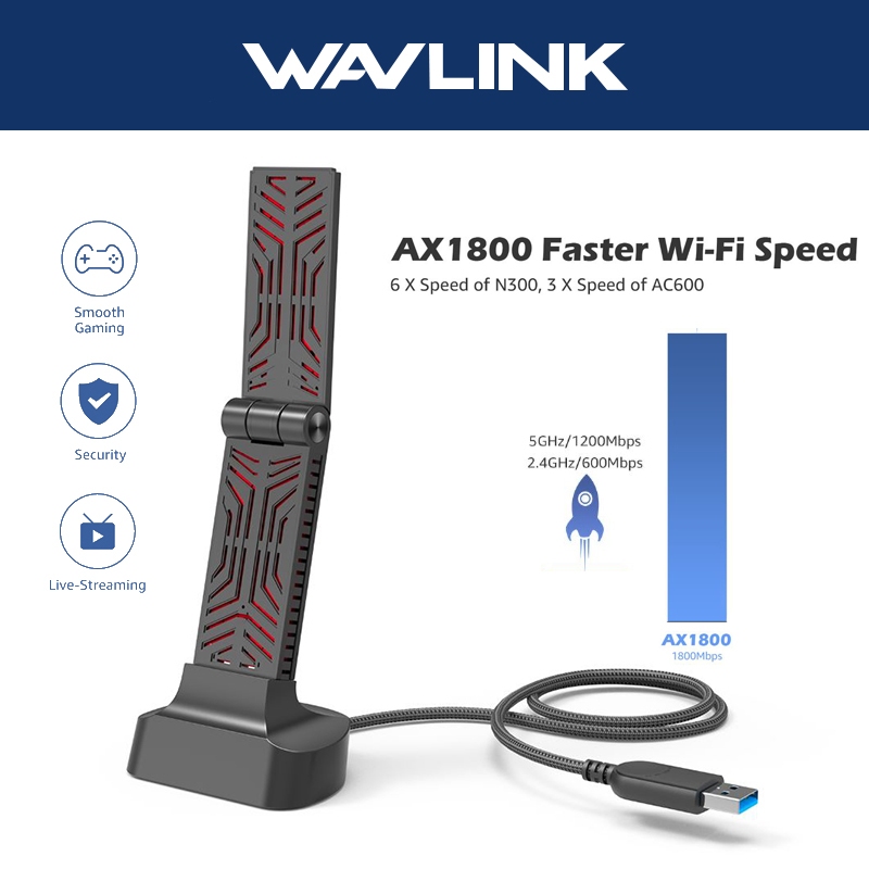 WAVLINK AX1800 WiFi 6 USB WiFi Adapter USB 3.0 Desktop WiFi Antenna ...