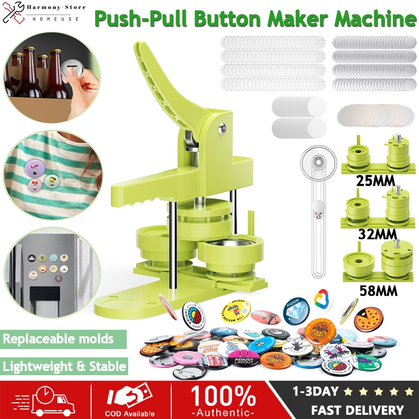 ⚡️Local Delivery⚡️ Push-Pull Green Button Badge Maker Machine, DIY Pin ...