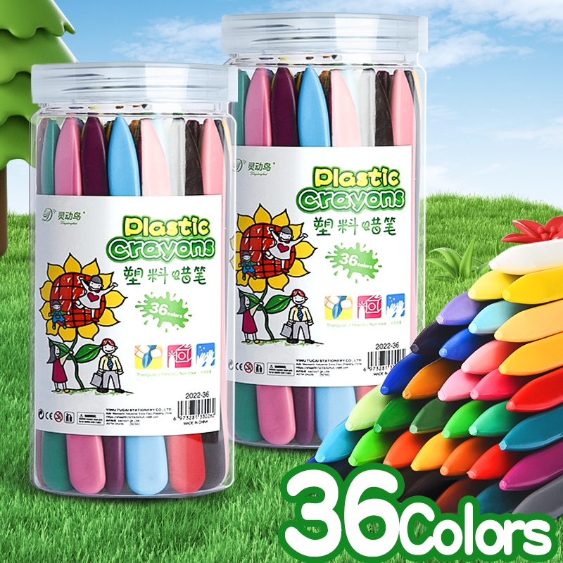 12/24/36 Colors Plastic Crayons Non-Toxic Not Dirty Coloring Set Hand ...