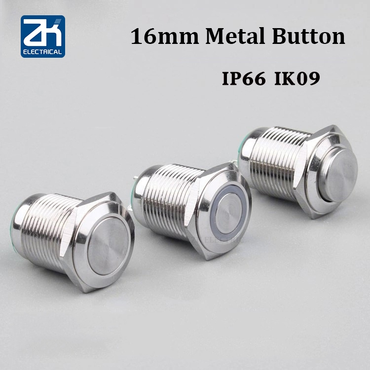 16mm 2-pin 4-pin Metal Push Button Switch Self-Reset Self-Locking LED ...