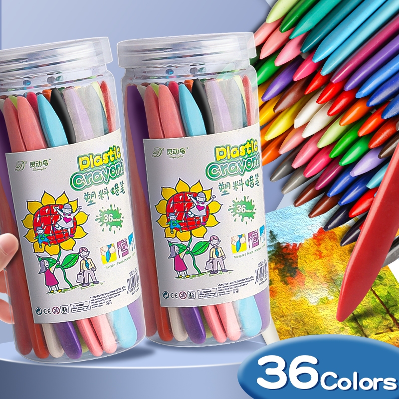 12/24/36 Colors Plastic Crayons Painting No Dirty Hand Safe Non-Toxic ...