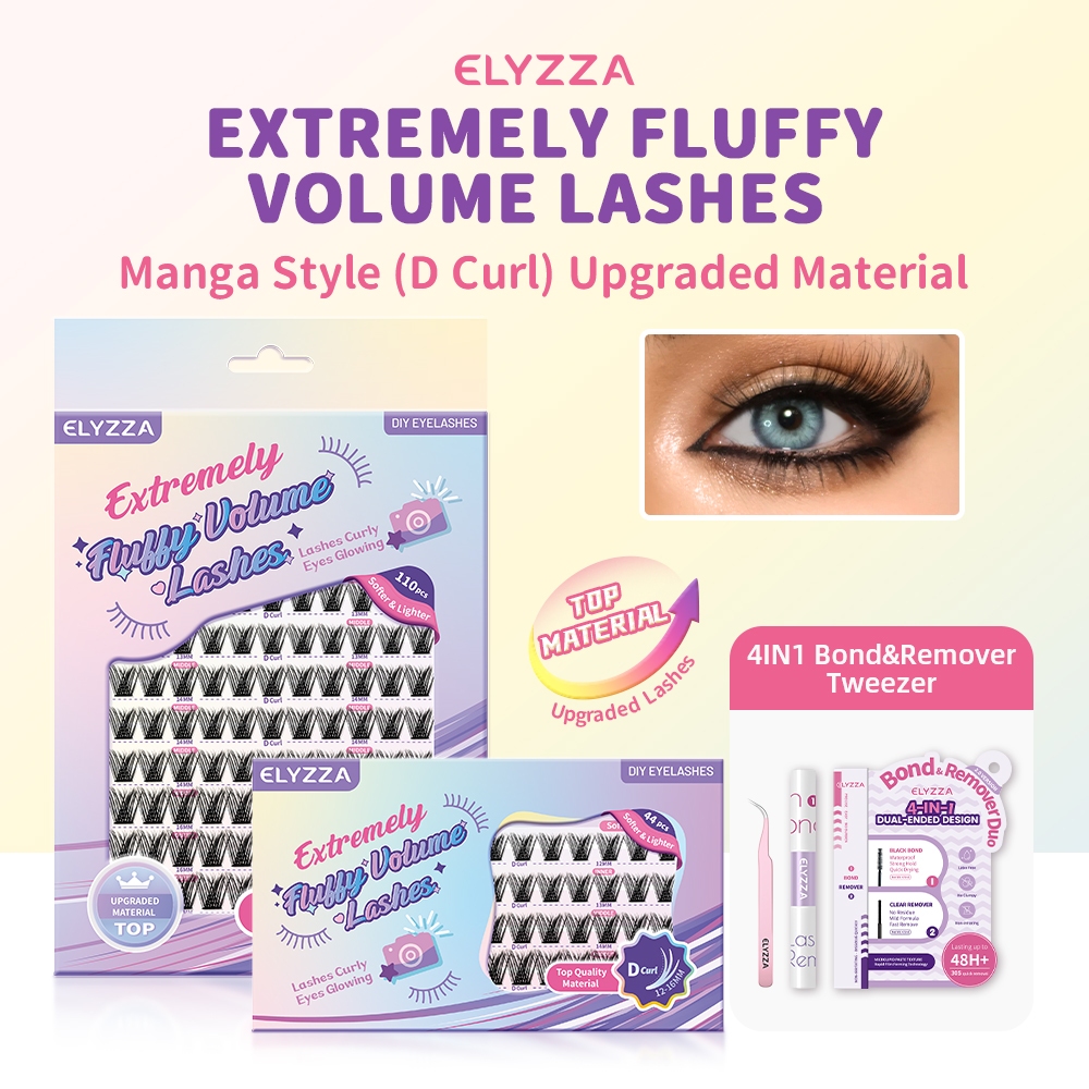 Elyzza Fluffy Eyelash Extensions Eyelashes Extension 4IN1 Lash Bond ...