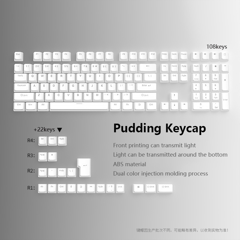 -LW- Solid Color Pudding Keycap 130keys Customized Mechanical Keyboard ...
