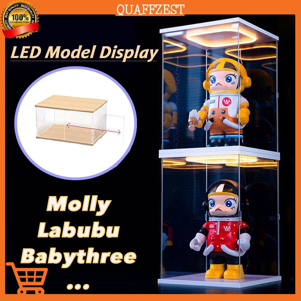 LED model display wooden box model storage box 400% labubu babythree ...