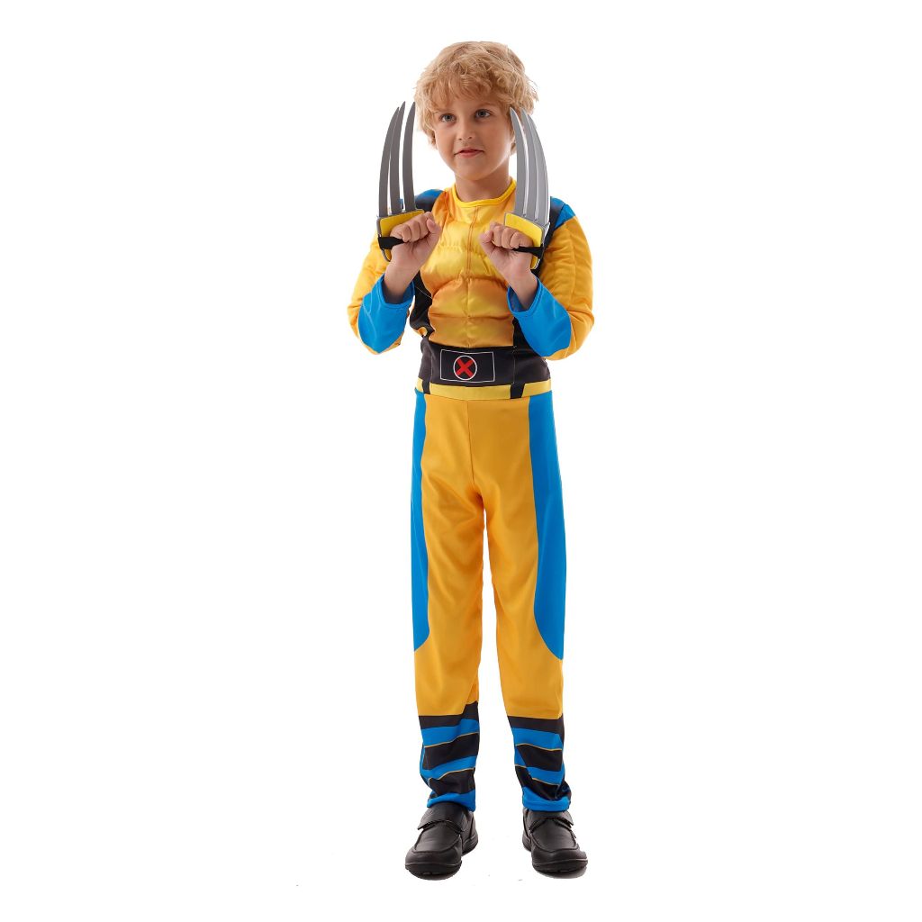 Muscle Wolverine Costume for Kids, Superhero Wolverine Cosplay Jumpsuit ...