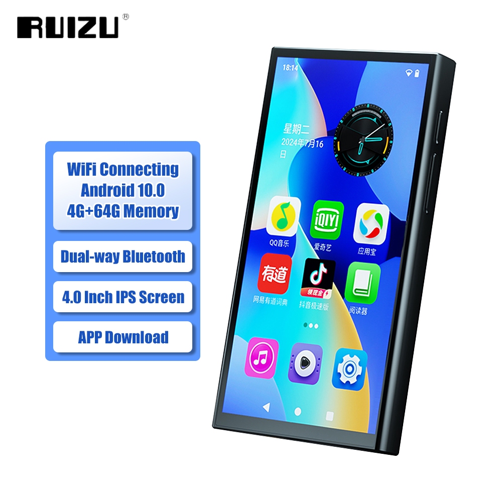 RUIZU Z90 64G WiFi Music Player 4.0 Inch HD Screen Support App Download ...