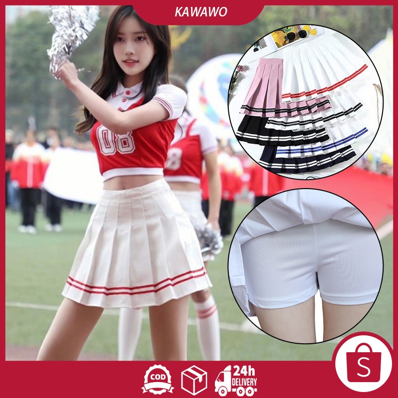 Pleated Skirt Korean Palda Waist High Skirt Waist Navy Blue A-line ...