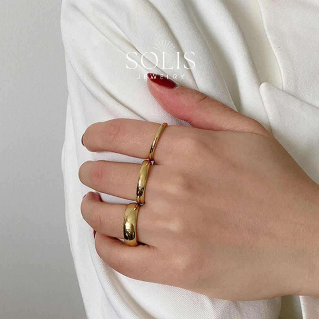 Daily Basic Stackable Gold Silver 2mm 1mm Ring For Women Men • Non ...