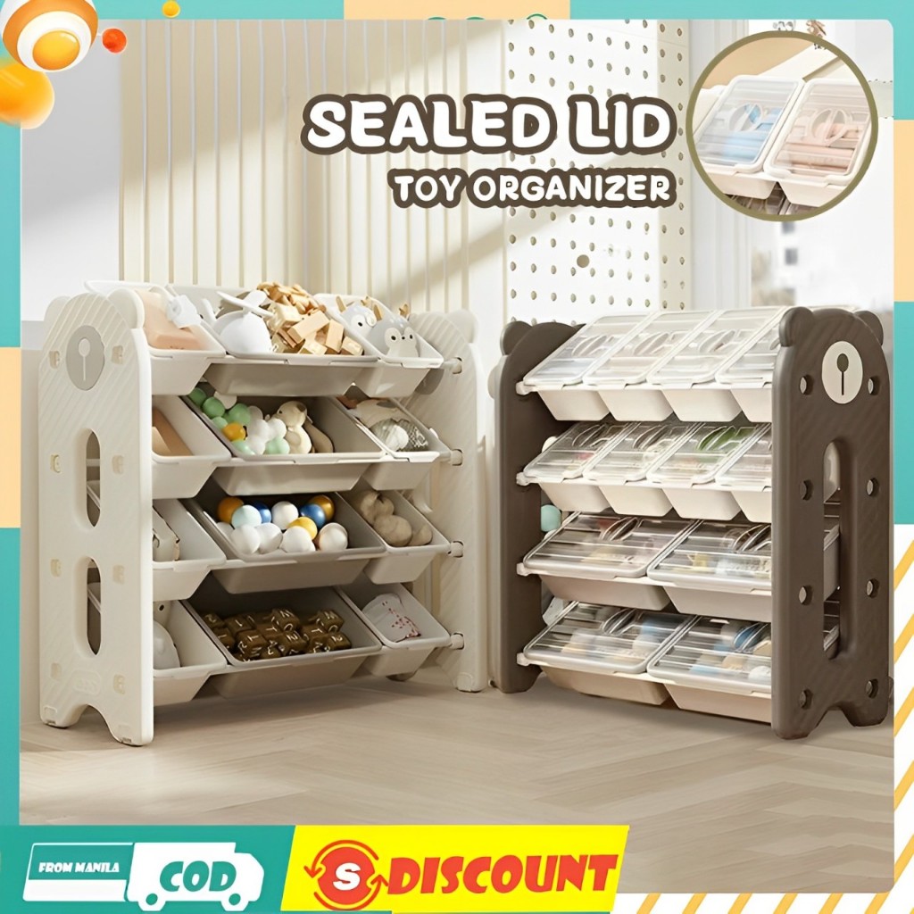 Toy Storage Rack Equipped with dust-proof cover playroom Toy organizer ...