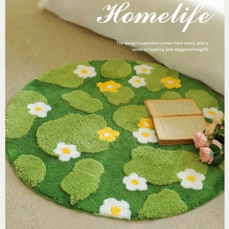 Round carpet ,Three-dimensional cashmere,Circular green spring garden ...