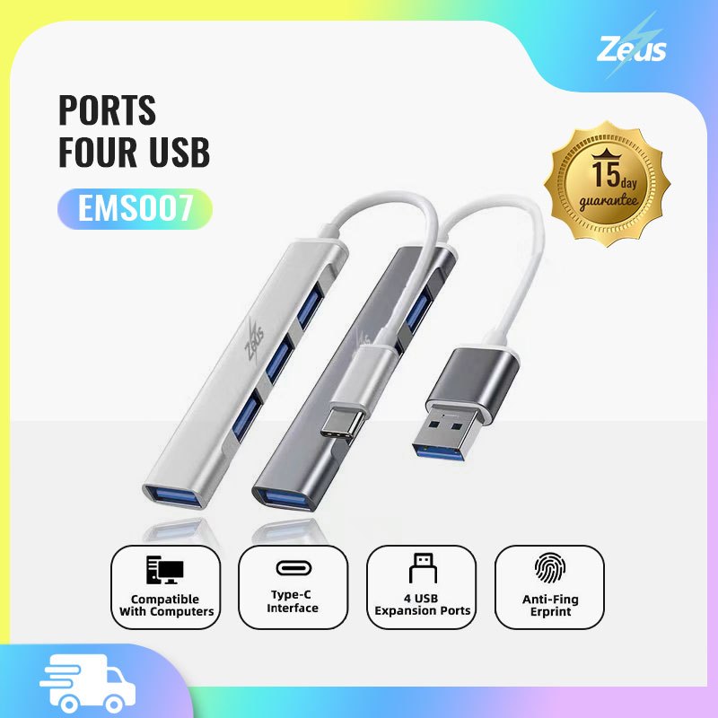 Zeus USB 3.0 Hub 4 Ports High Speed Splitter Adapter Multi Expander ...