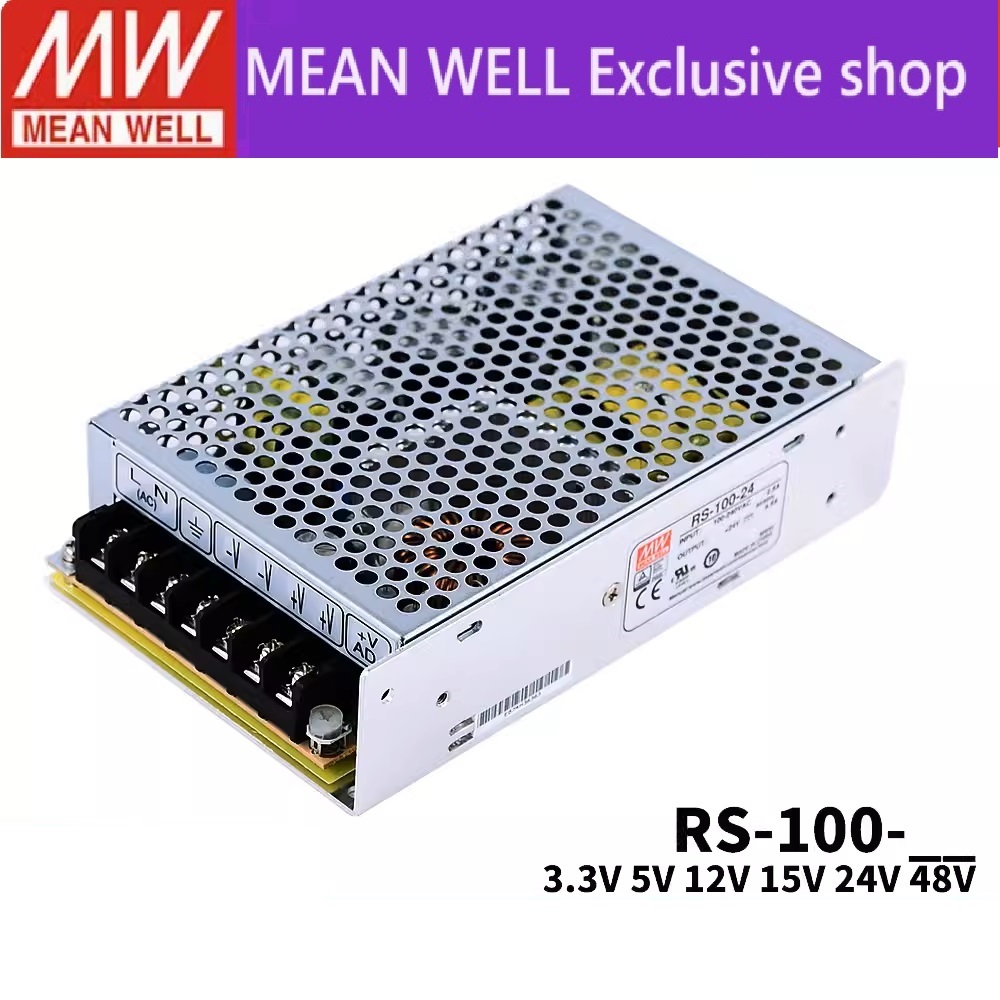 MEAN WELL RS-100 RS-100-5 RS-100-12 RS-100-24 RS-100-48 100W Single Output Switching Power ...