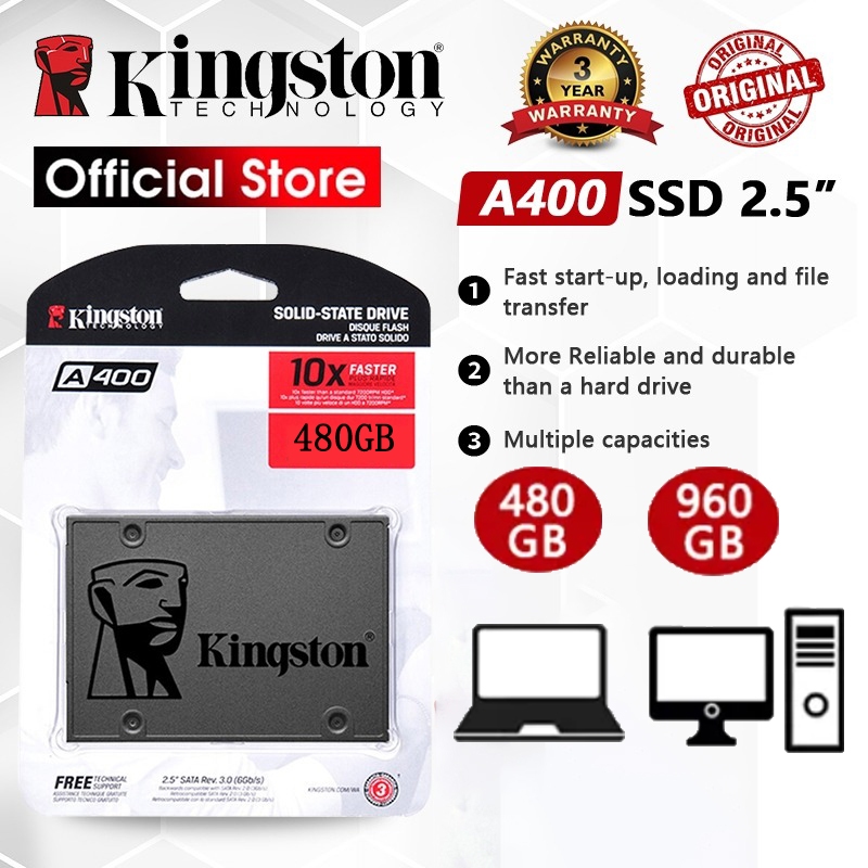 Kingston A400 SSD Solid State Drive 480GB/960GB SATA3 2.5" Internal (480G/9600G) | Shopee ...