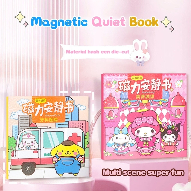Quiet Book Dress Up Sticker Books for Sanrio stickers Cartoon Magnetic ...