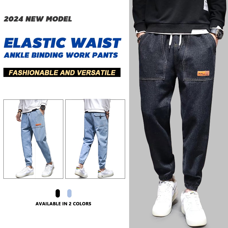 Pantalon maong jeans Fashion New thin Straight cut denim Drawstring ...