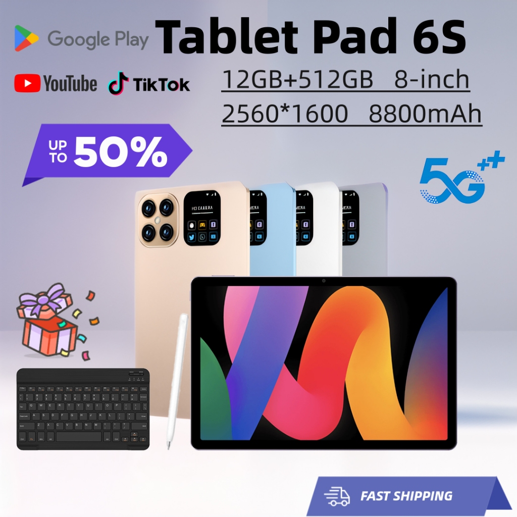 Mini Tablet pad 6S 8-inch 12+512GB Android12 5G HD eye care children's ...