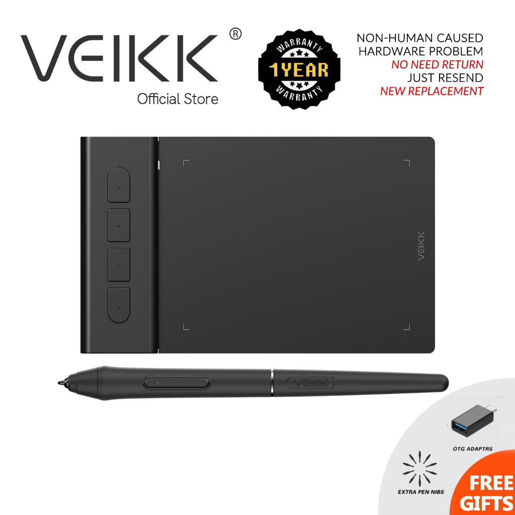 VEIKK Drawing Tablet VK430 Battery Free 4x3inch Graphic Pen Tablet ...