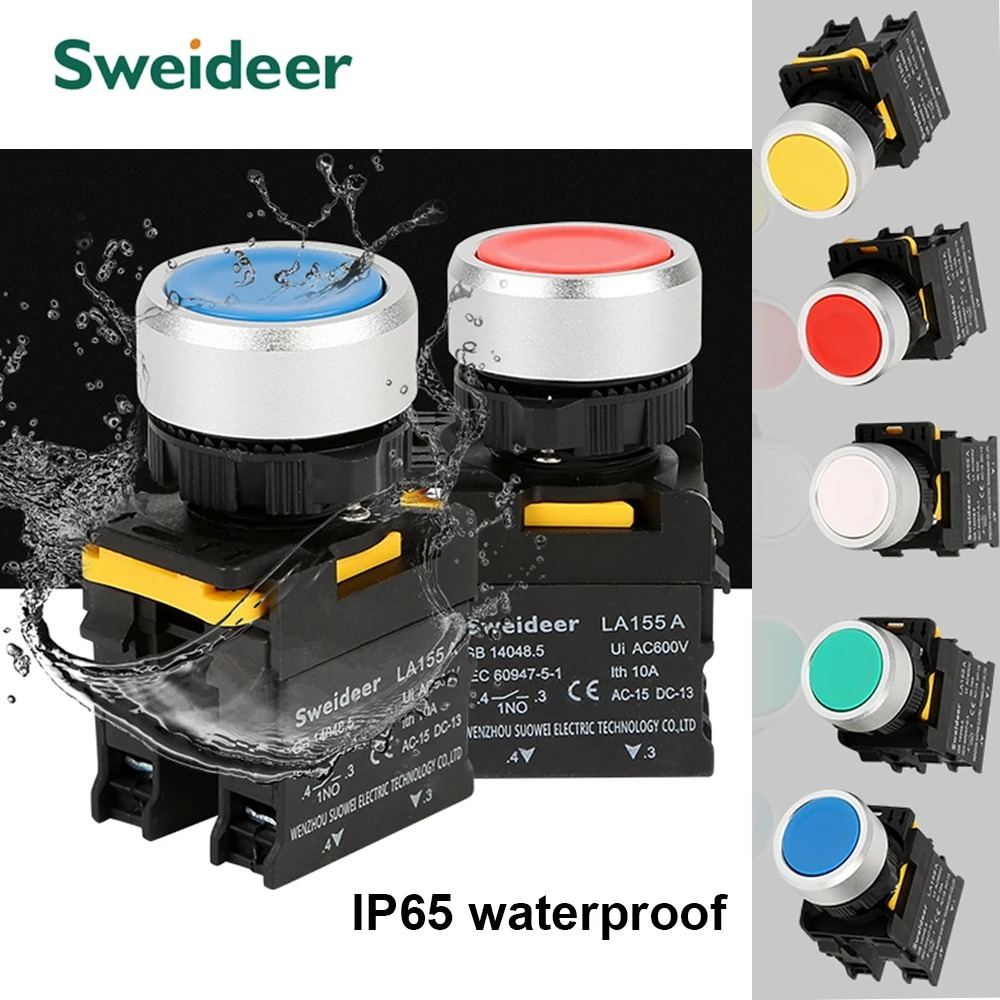 22mm non-illuminated power Push button switches Momentary Self Return ...