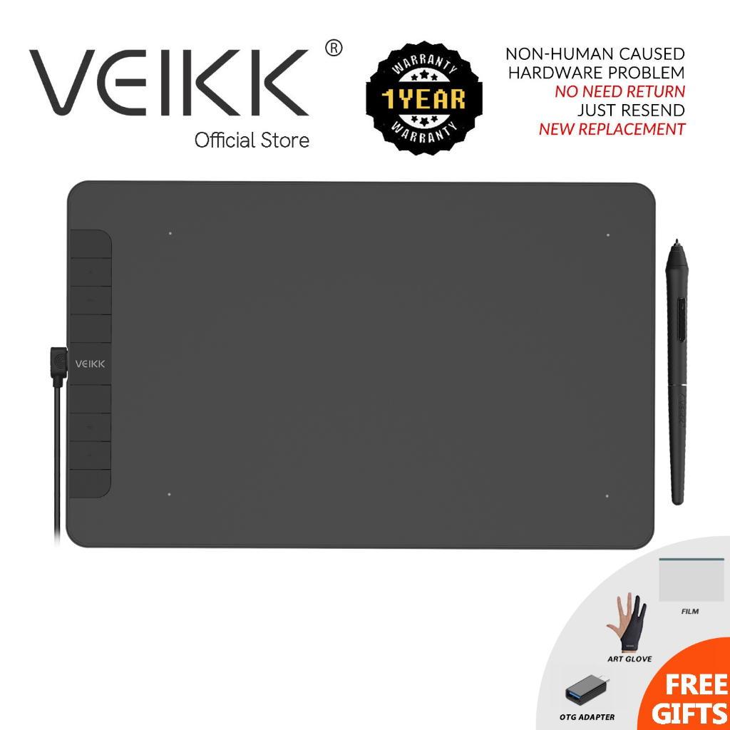 VEIKK VK1060 Drawing Tablet with 8 Shortcut Keys, 10 x 6 inches ...