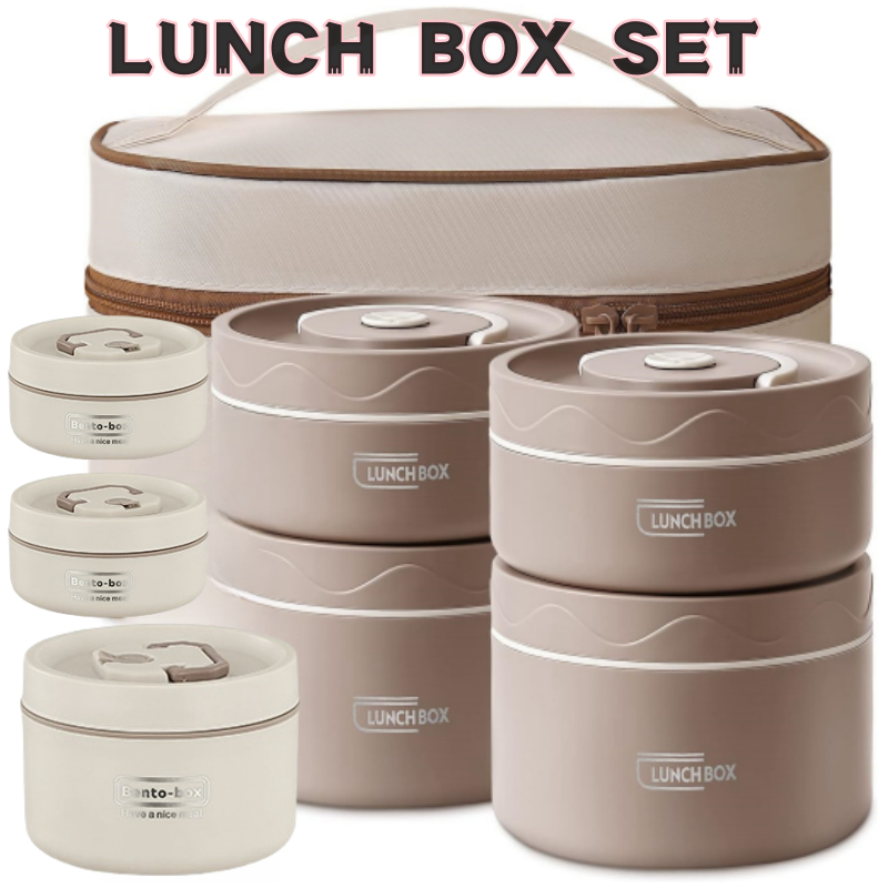 304 Stainless Steel Lunch Box Round Insulated Food Storage Box Sealed ...