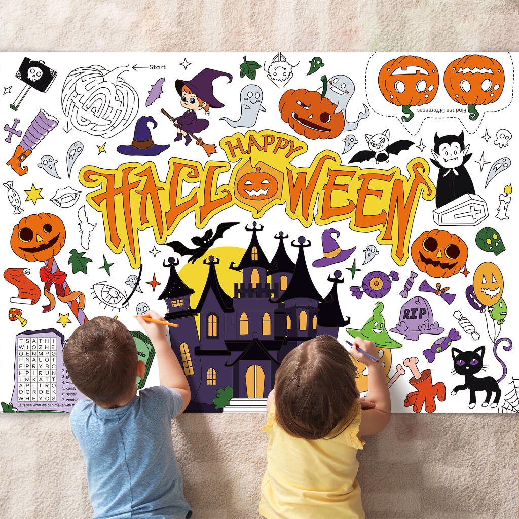 Jar Melo Halloween Giant Coloring Poster, Large Coloring Tablecloth for ...