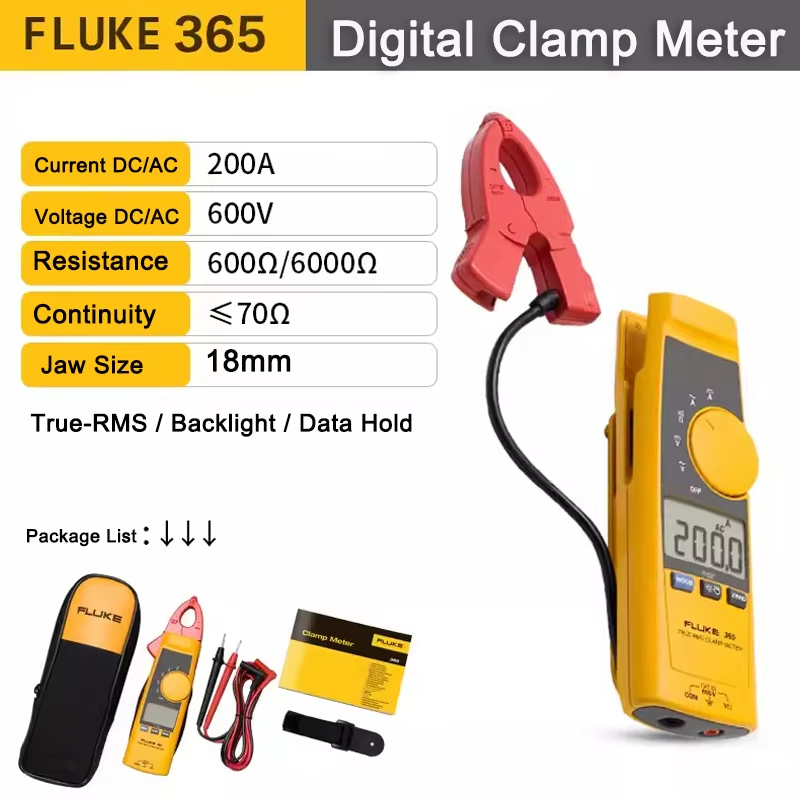 Fluke 365 True RMS Clamp Meter with Detachable Jaw,Data Hold,600V AC DC Voltage Measurements ...