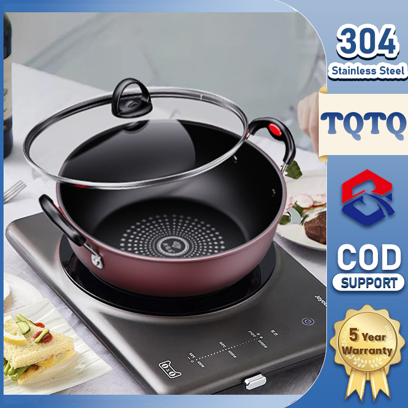 TQTQ Soup Pot with Lid Non-Stick Thickened Wok Frying Pan Induction ...